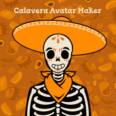 Placeit - Avatar Design Template Featuring a Mexican Catrina Illustration