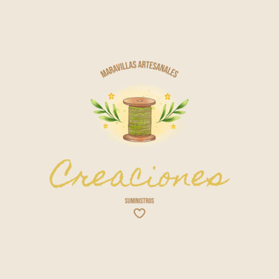 Placeit - Art Supplies Logo Maker Featuring a Heart-Shaped Yarn Thread