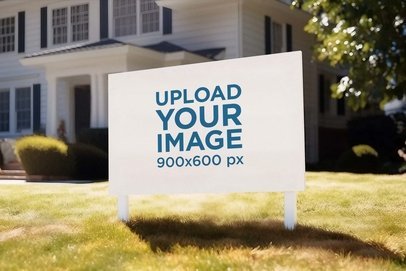 Placeit - Mockup of an AI-Created Real Estate Sign Stuck on Front Yard