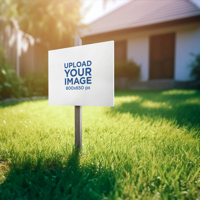 Placeit - AI-Generated Mockup of a Yard Sign Placed Outside a House