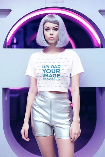 Placeit - Mockup of an AI-Generated Woman Wearing a Crop Top in a ...