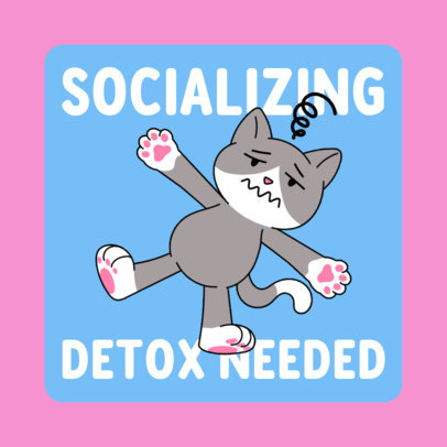 Placeit - Sticker Design Creator with an Introvert Cat Cartoon Reading ...