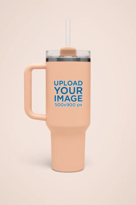 Placeit - Mockup of a Stanley Tumbler Placed on a Customizable Surface