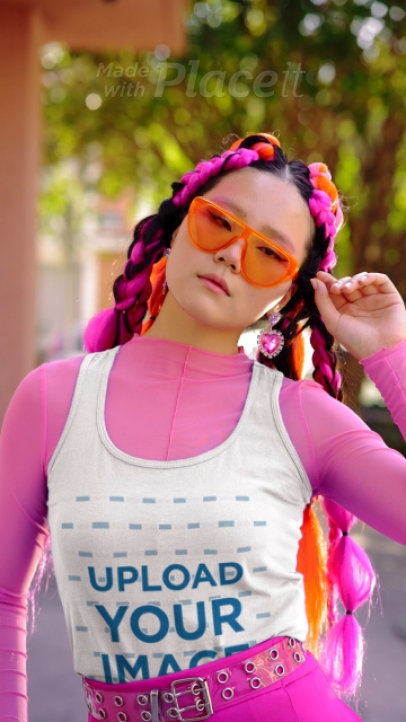 Placeit - Tank Top Mockup Featuring a Woman With Colorful Braids and a ...