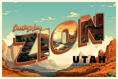 Placeit - Postcard Design Maker Featuring an Illustration of Yosemite ...