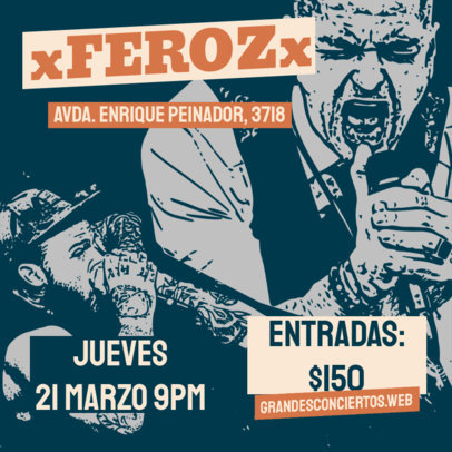 Placeit - Poster Design Maker Featuring a Rock Singer Illustration to ...