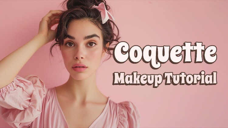 Placeit - Girly YouTube Thumbnail Creator for a Coquette Makeup Tutorial Vlog