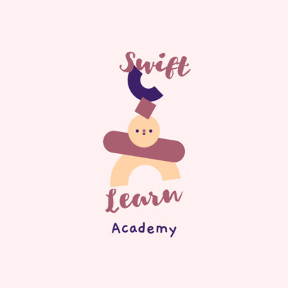 Placeit - Kids Academy Logo Template Featuring an Abstract Smiling Face
