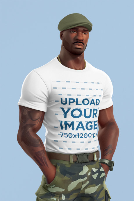 Placeit - Mockup of an Illustrated Muscled Character Inspired by ...