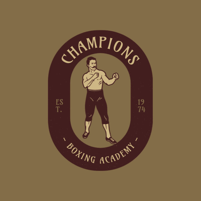 Placeit - Boxing Academy Logo Creator Featuring a Boxer Illustration