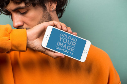 Placeit - iPhone 8 Plus Mockup Held Horizontally by a Woman