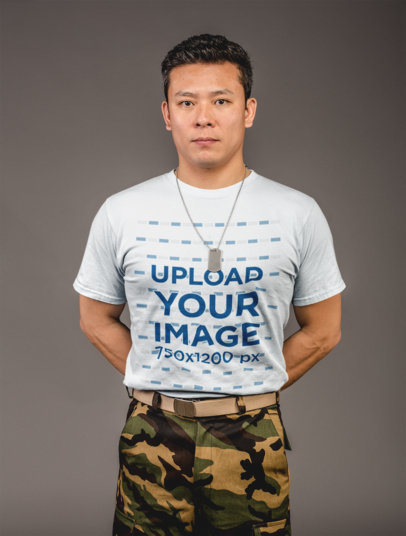 Placeit - Transparent T-Shirt Mockup of a Serious Man with Military ...