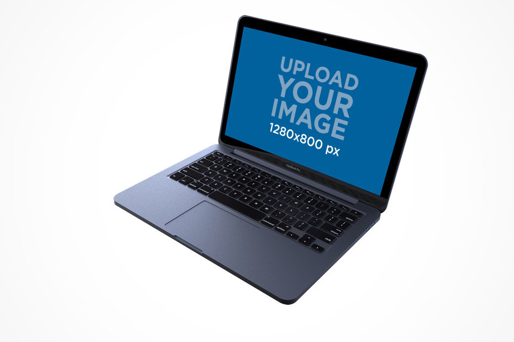 Placeit - Mockup of a Space Gray MacBook Floating in a Solid Color Room