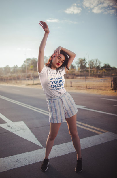 Placeit - Transparent T-Shirt Mockup Featuring an Appealing Woman Posing