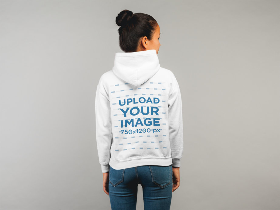 Placeit - Back View Hoodie Mockup Featuring a Female Model in Plain Pose