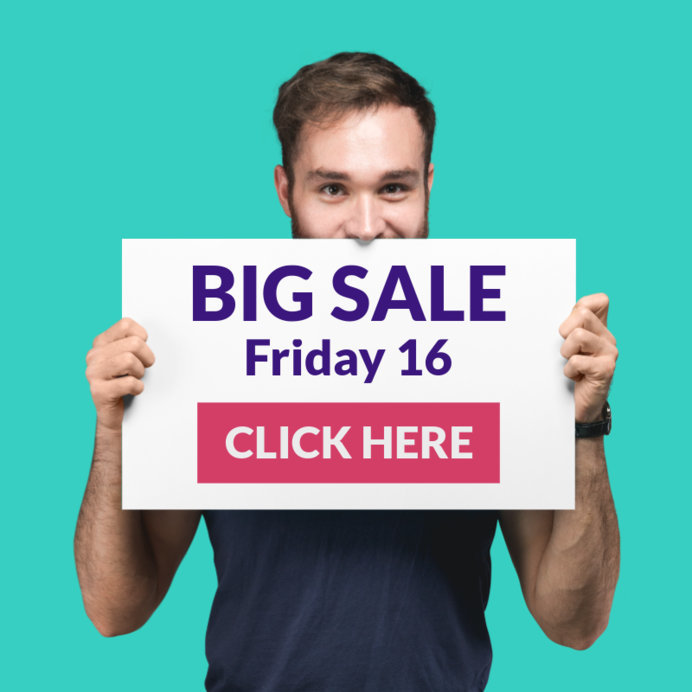 Placeit - Ad Banner Maker Featuring a Handsome Man Holding a Sales Ad