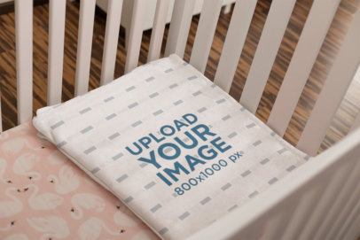 Placeit - Throw Blanket Mockup Featuring a Little Girl Hugging a Plushie
