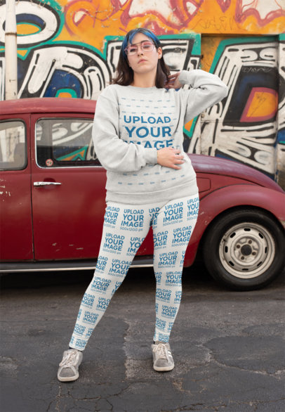 Placeit - Mockup of an Audacious Woman with Blue Bangs Wearing a Plus ...