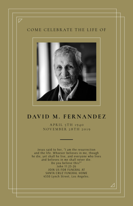 Placeit - Funeral Program Template with a Funeral Bible Scripture