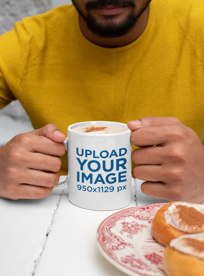 Placeit - Video of a Serious Man Holding an 11 oz Coffee Mug