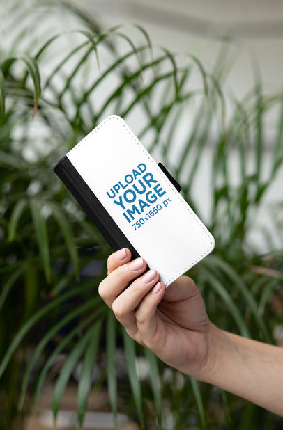 Placeit - Mockup of an Opened Wallet Case for an iPhone 8 in a Studio