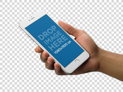 Placeit - Mockup of a Woman Holding an iPhone 6 Plus Over a Null Background