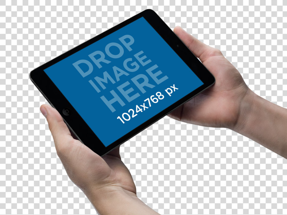 Placeit - Mockup of an iPad Mini Held in Landscape Position With Both Hands