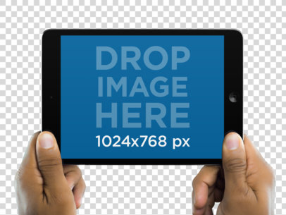 Placeit - White iPad Mini Mockup Held by a Man in Landscape Position ...