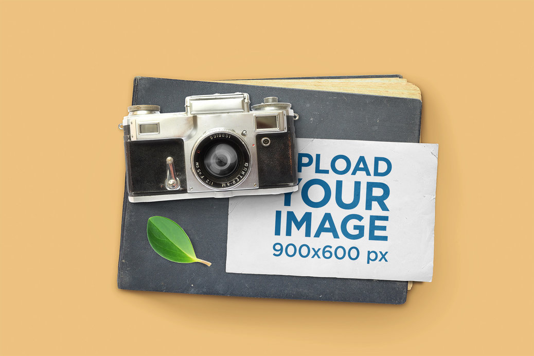 Placeit - Postcard Mockup Featuring a Vintage Camera