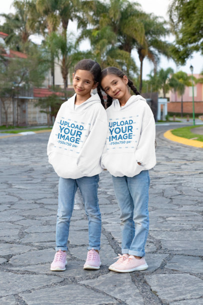 Placeit - Front and Back View Mockup of Twin Girls Wearing T-Shirts at ...