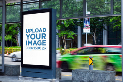 Placeit - Advertising MUPI Mockup Placed on a Street Lamp Post