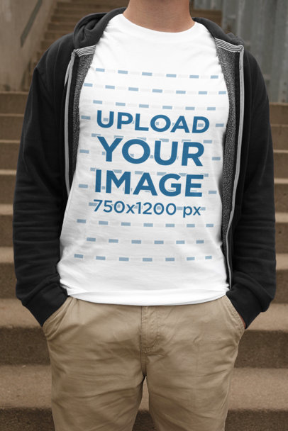 Placeit - Cropped Face Strong Man Wearing a T-Shirt Mockup