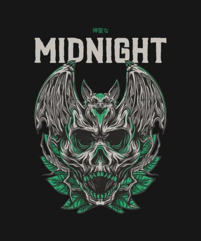 Placeit - T-Shirt Design Creator Featuring a Metallic Skull Illustration