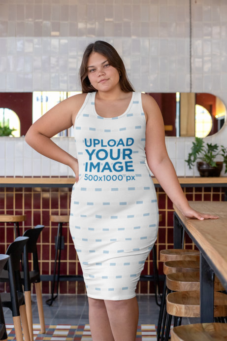 Placeit - Plus Size Racerback Dress Mockup Featuring a Woman at a ...