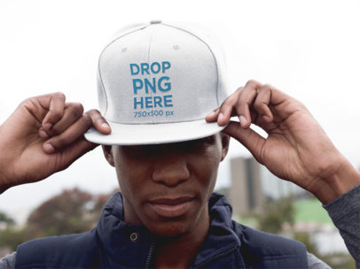 Placeit - Snapback Hat Mockup of a Stylish Guy