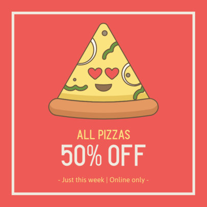 Placeit - Facebook Post Template Featuring a Happy Pizza Slice Character
