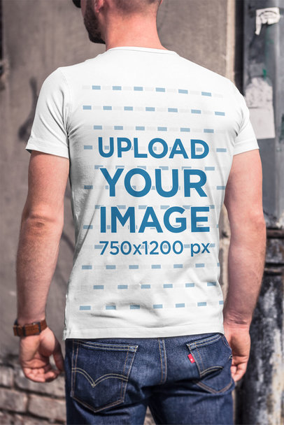 Placeit - Back-View T-Shirt Mockup of a Man Admiring the Landscape
