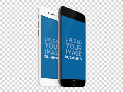 Placeit - iPhone and iPhone Plus Mockup Floating in Angled Position Mockup