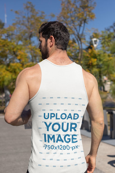 Placeit - Back View Mockup Featuring a Muscled Man Pointing at His ...