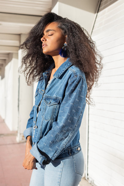 Placeit - Denim Jacket Mockup of a Woman in a Cool Pose