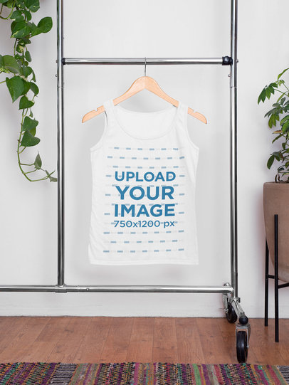 Placeit - Mockup of a Tank Top Hanging on a Bedroom Featuring Some Shadows