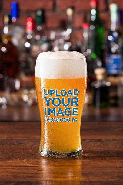 Placeit - Beer Glass Mockup Featuring Some Friends at a Bar