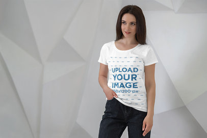 Placeit - Transparent T-Shirt Mockup of a Woman Posing