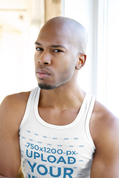 Placeit - Tank Top Mockup Featuring a Serious Man Posing in a James ...