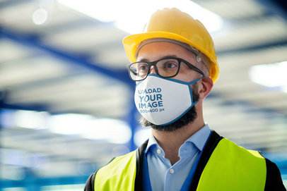 Placeit - Happy Worker Wearing a T-Shirt Mockup at the Warehouse