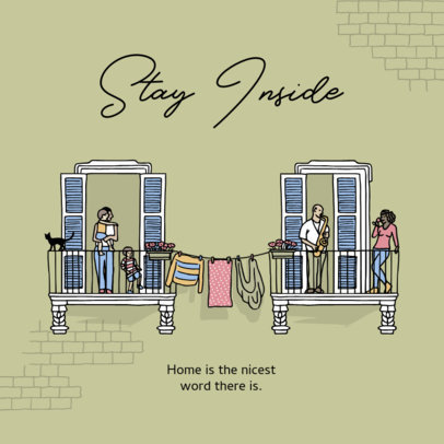 Placeit - Instagram Post Maker Featuring Homestay Illustrations