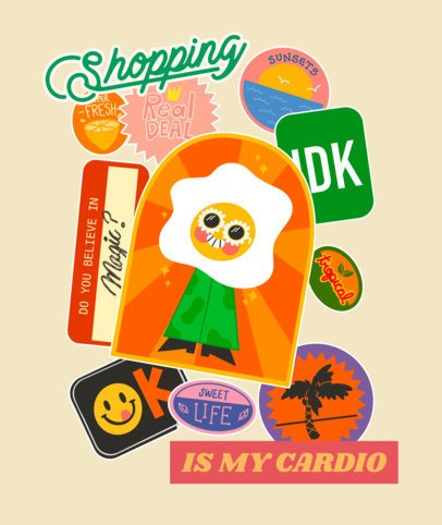 Placeit - Modern Tote Bag Design Template Featuring Cool Stickers