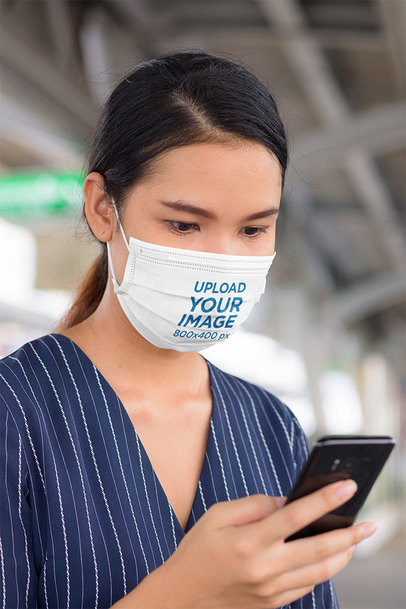 Placeit - Sublimated Face Mask Mockup Featuring a Serious Woman ...