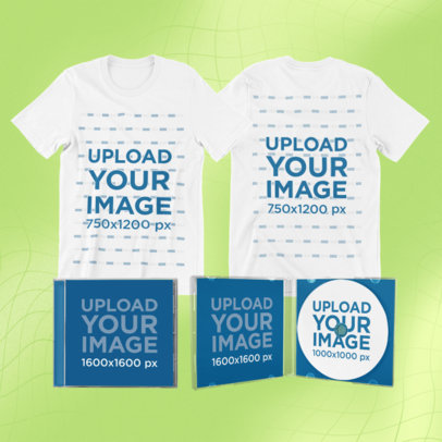 Placeit - Merch Bundle Mockup Featuring Two T-Shirts and a CD Jewel Case