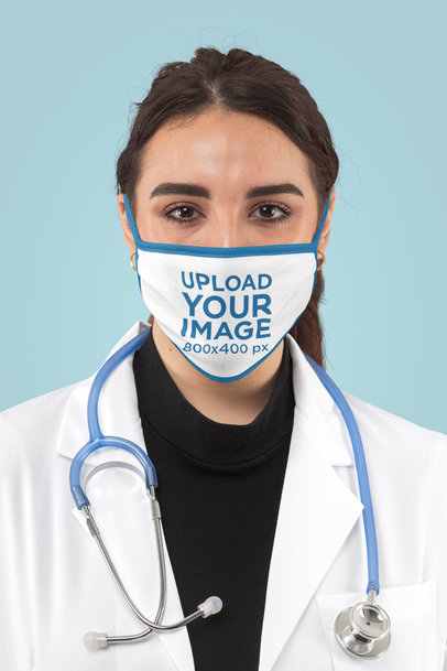 Placeit - Mockup of a Female Doctor Wearing a Sublimated Face Mask